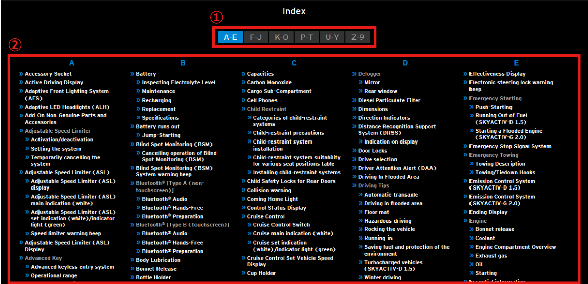Select the first letter of the keyword you want to search.